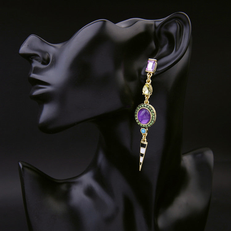 RANIA - Asymmetric Post Colored Gems Duo – Uzuri Boutique