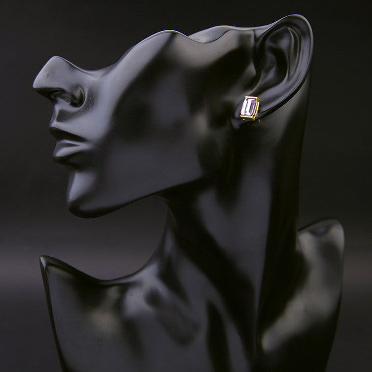 RANIA - Asymmetric Post Colored Gems Duo – Uzuri Boutique